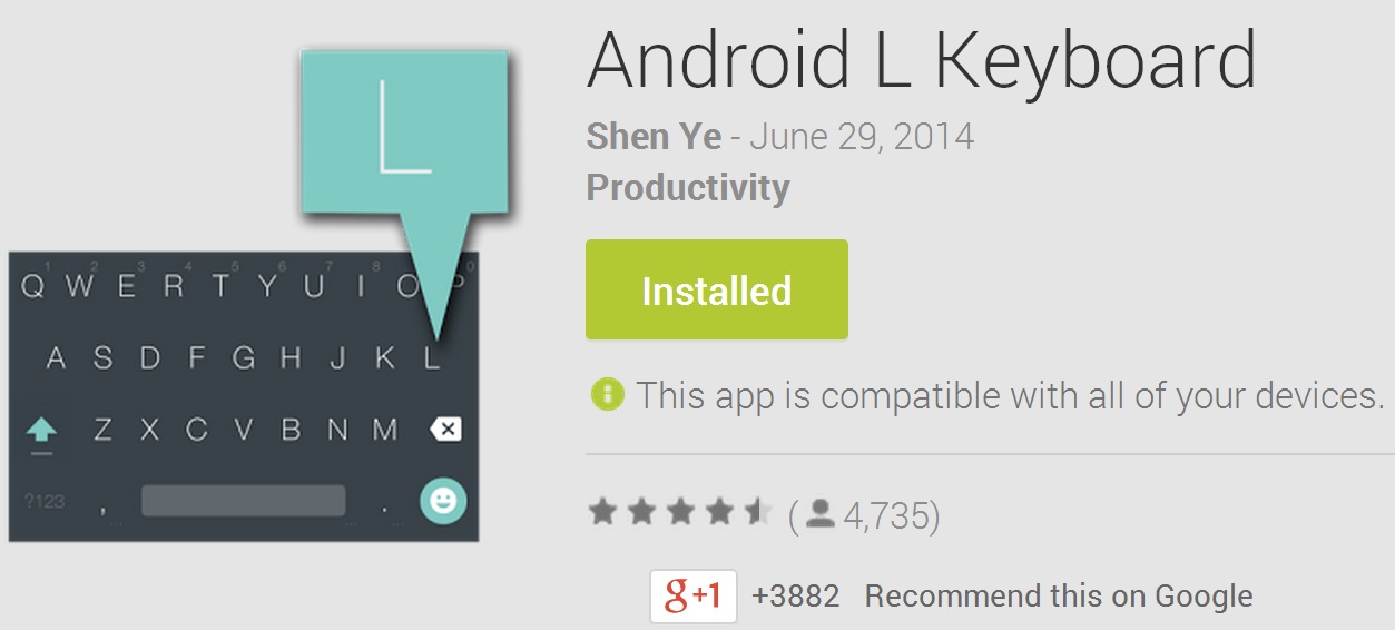 Android L keyboard available as standalone app in the Play Store ...